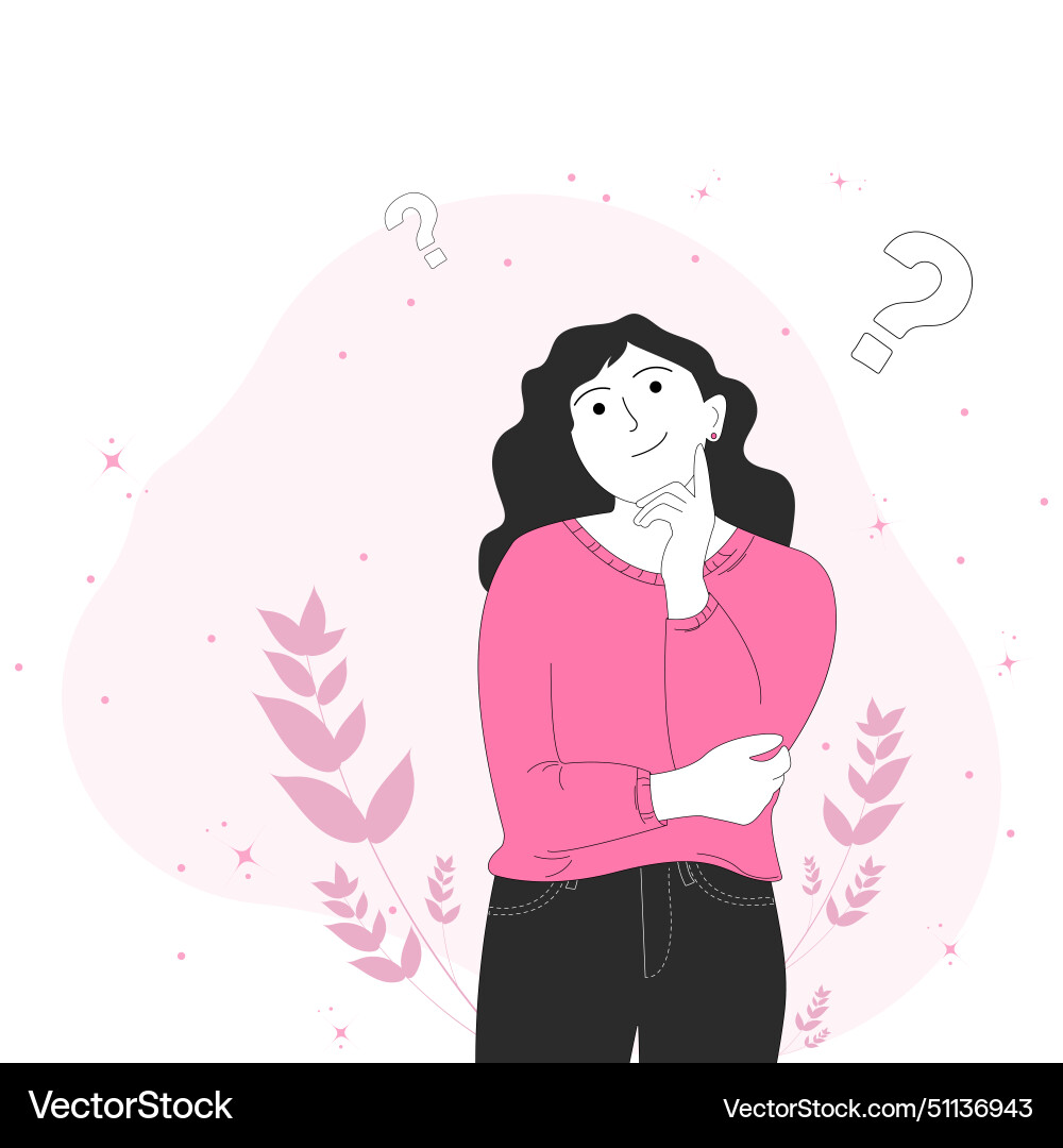 Girl is thinking process Royalty Free Vector Image