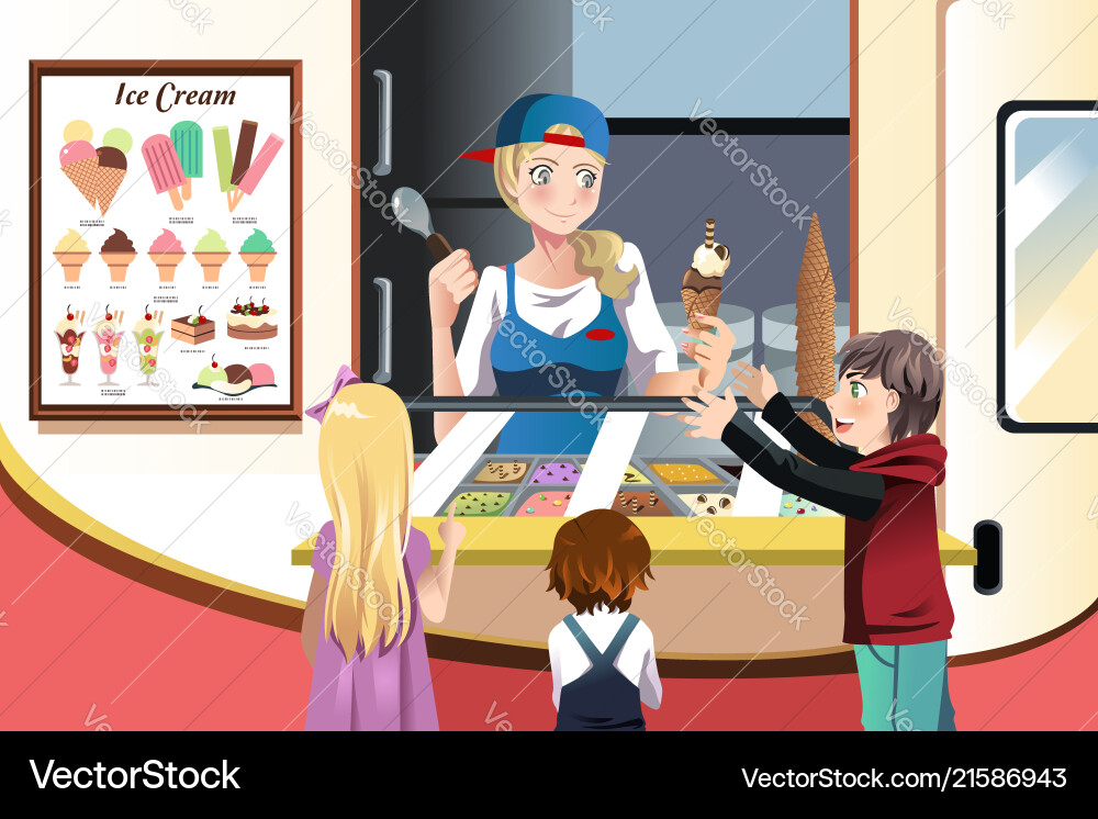 Kids buying ice cream Royalty Free Vector Image