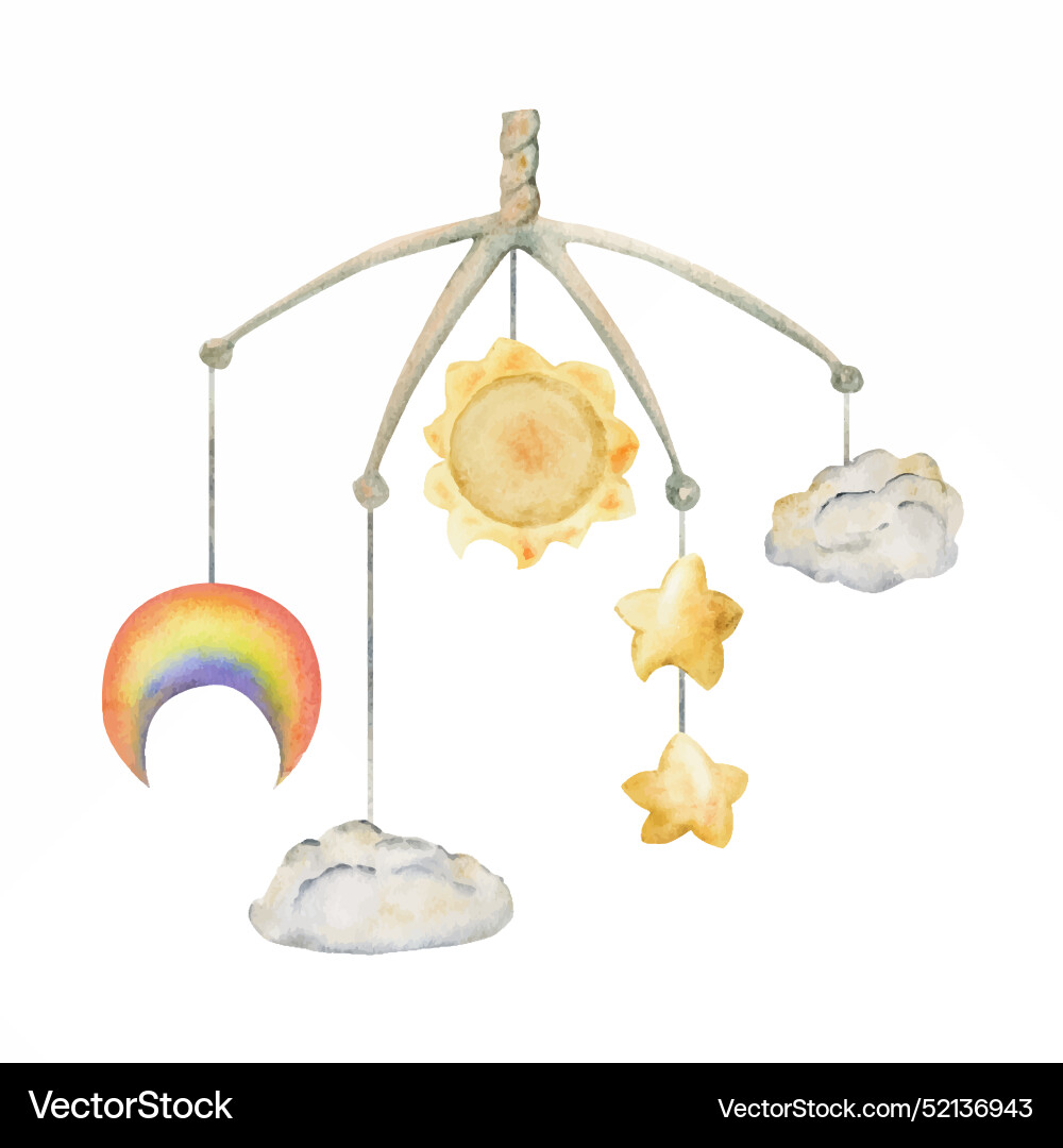 Magical Watercolor Mobile Stars Royalty Free Vector Image
