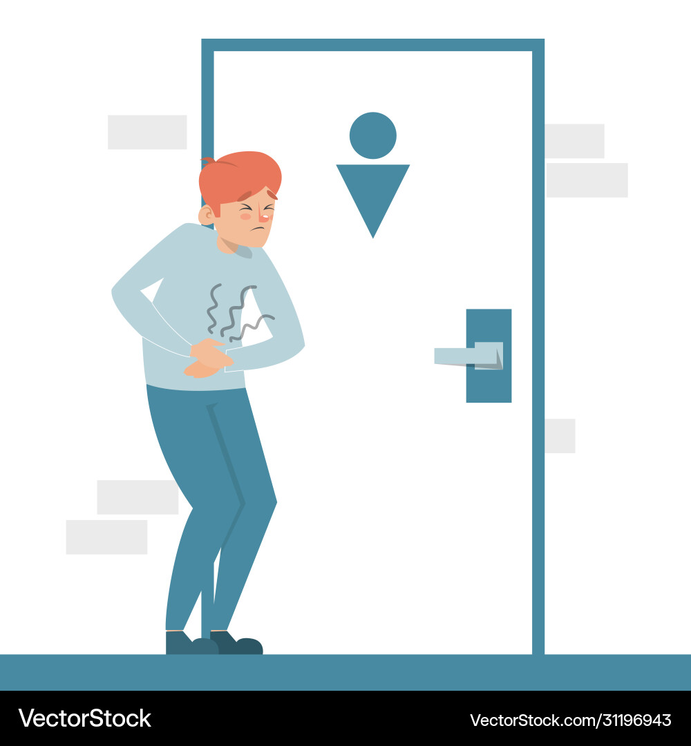 Mann mit einem Durchfall warten auf WC Royalty Free Vector