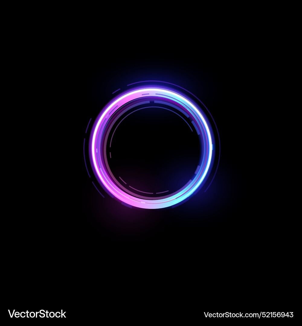 Neon gradient line circle frame glowing round Vector Image