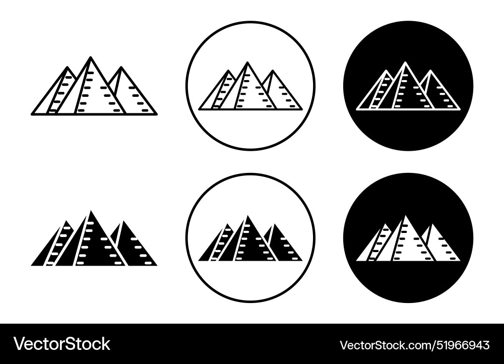 Pyramids icon sign set in outline style graphics Vector Image