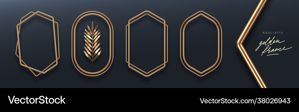 Realistic golden metal 3d frames Royalty Free Vector Image