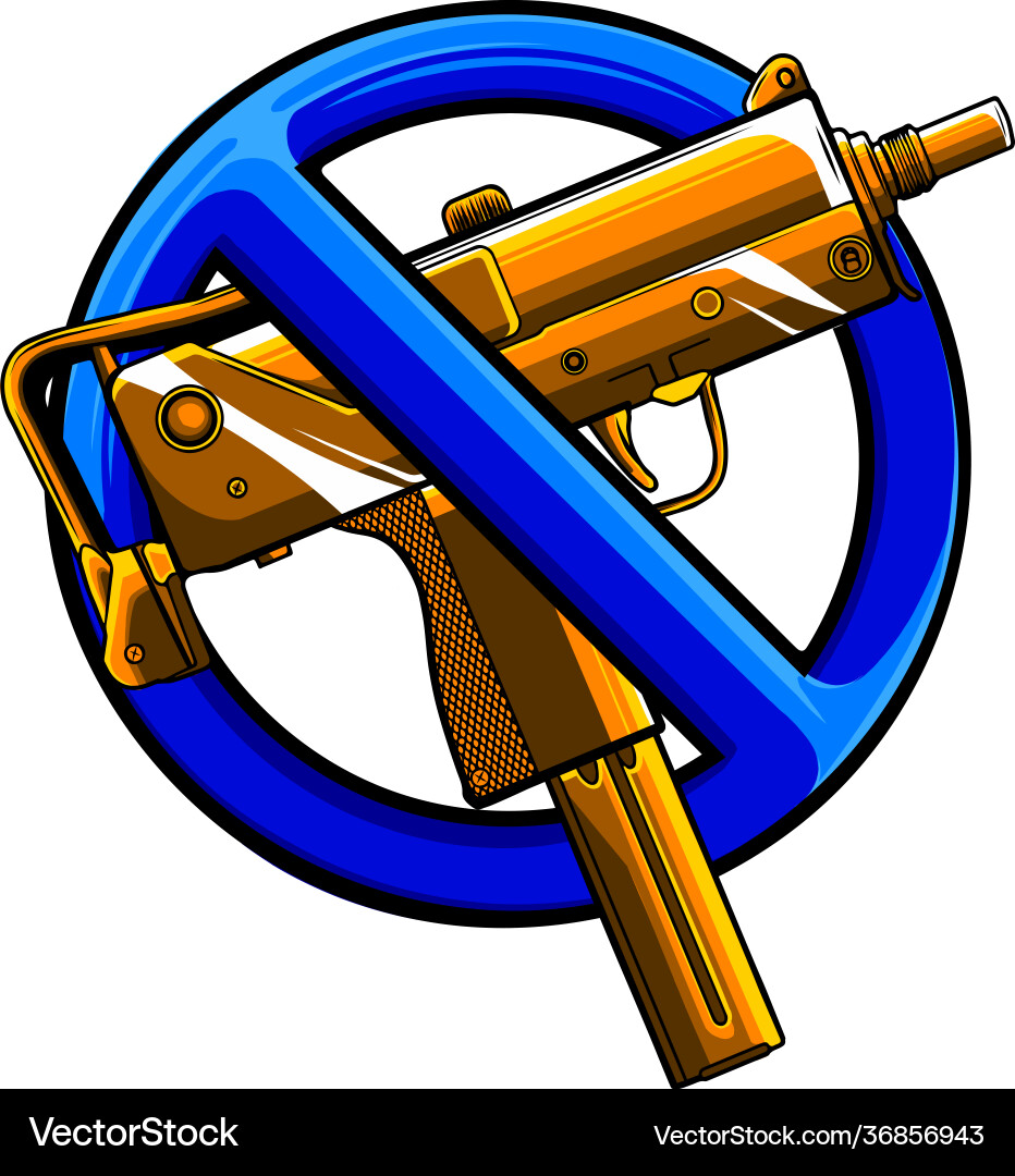 Sign on ban with gun Royalty Free Vector Image