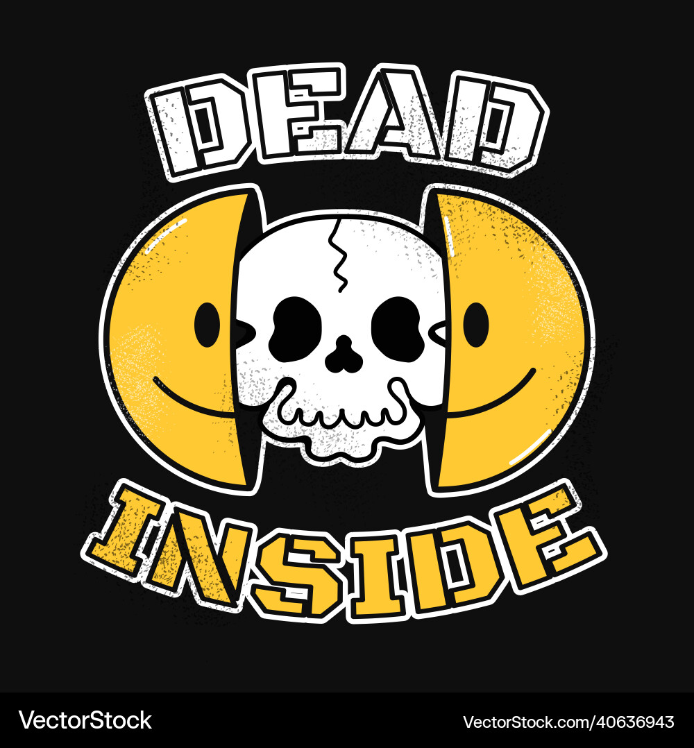 Two half of smile face with skull inside dead Vector Image