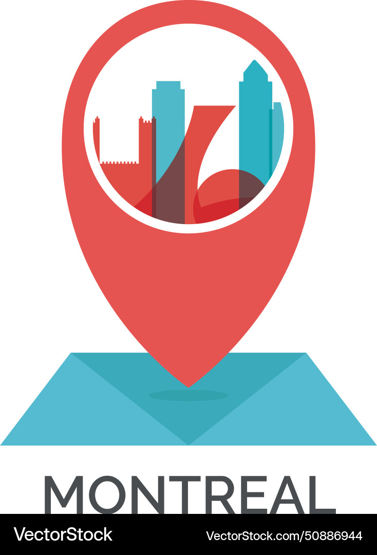 Canada quebec montreal map city pin point Vector Image