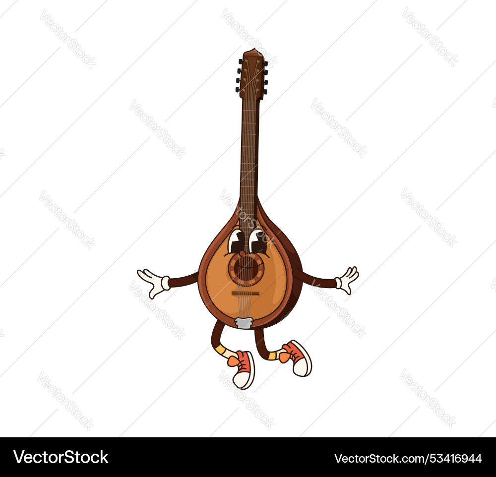 Cartoon mandolin musical instrument character Vector Image