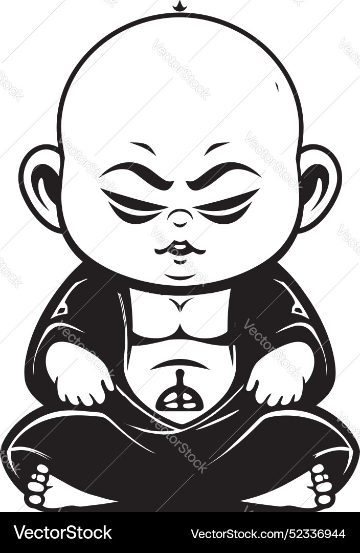 Chibi zen zephyr buddha emblem enlightened Vector Image