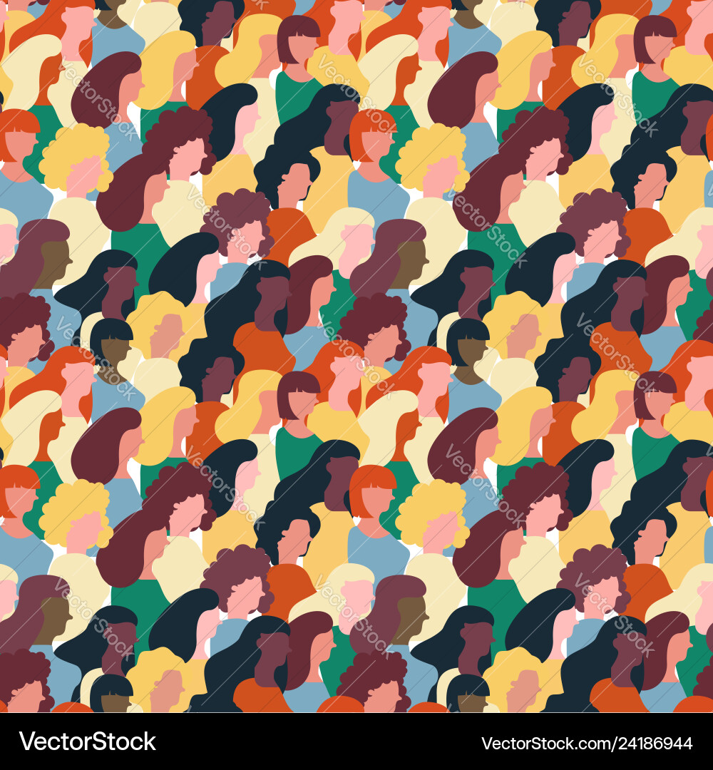 Diverse woman crowd pattern for womens day Vector Image