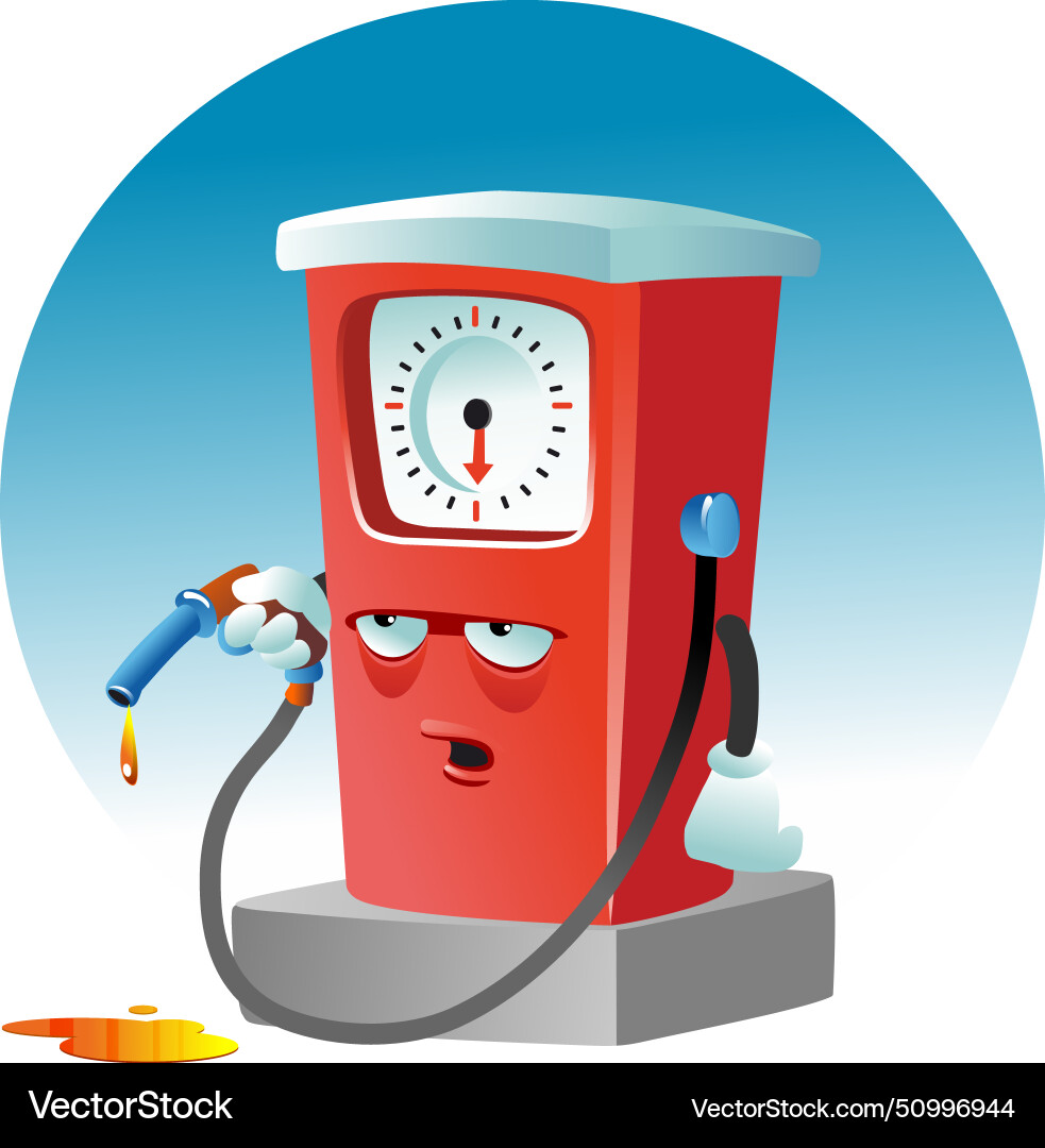 Gasoline pump with indifferent face isolated Vector Image