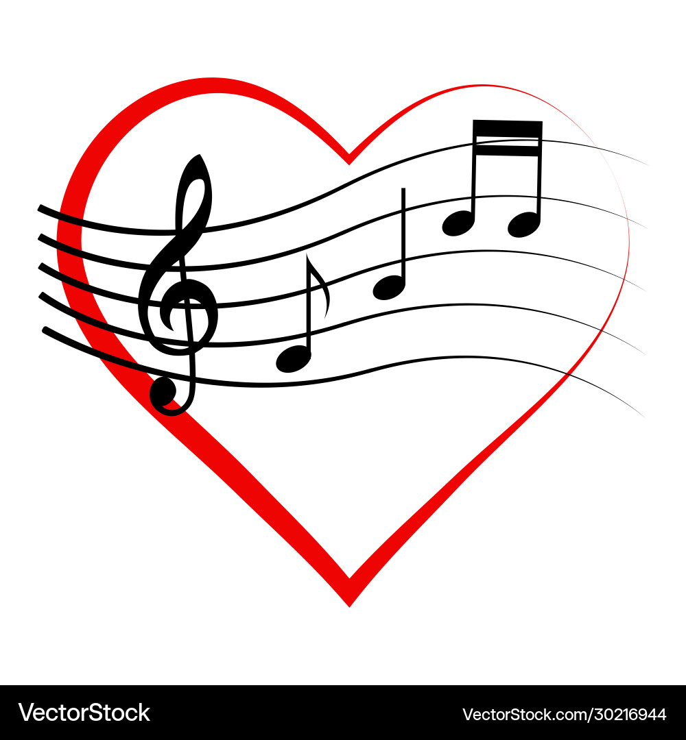 Heart Music Icon with Notes Royalty Free Vector Image