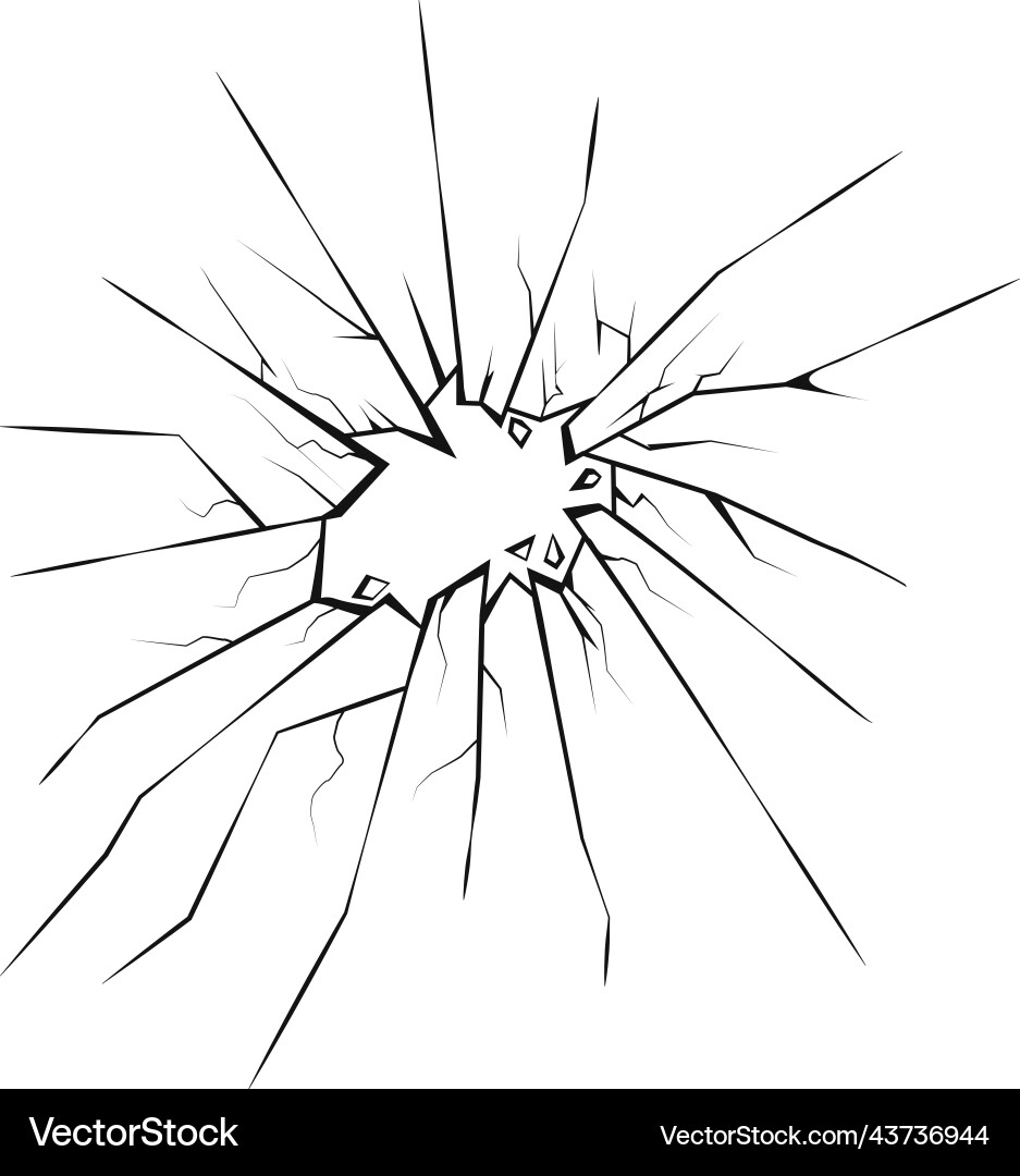 Realistic glass cracks shatter sharp broken edges Vector Image