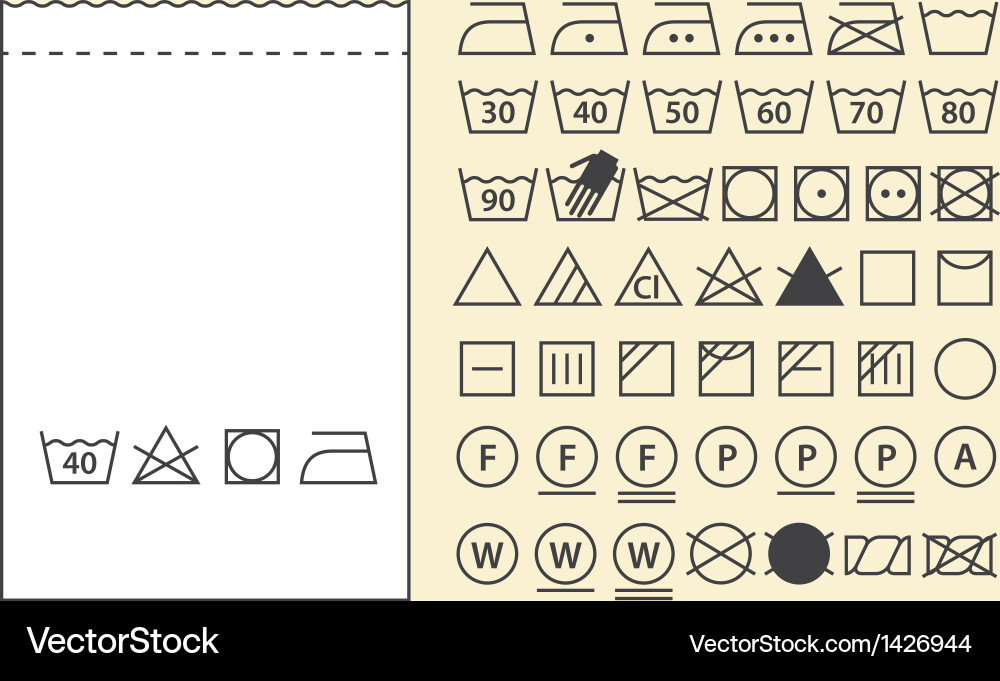 Textile label and washing symbols Royalty Free Vector Image