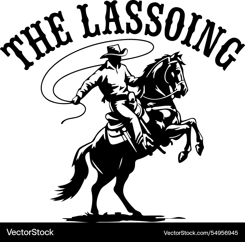 Cowboy lassoing silhouette artwork Royalty Free Vector Image
