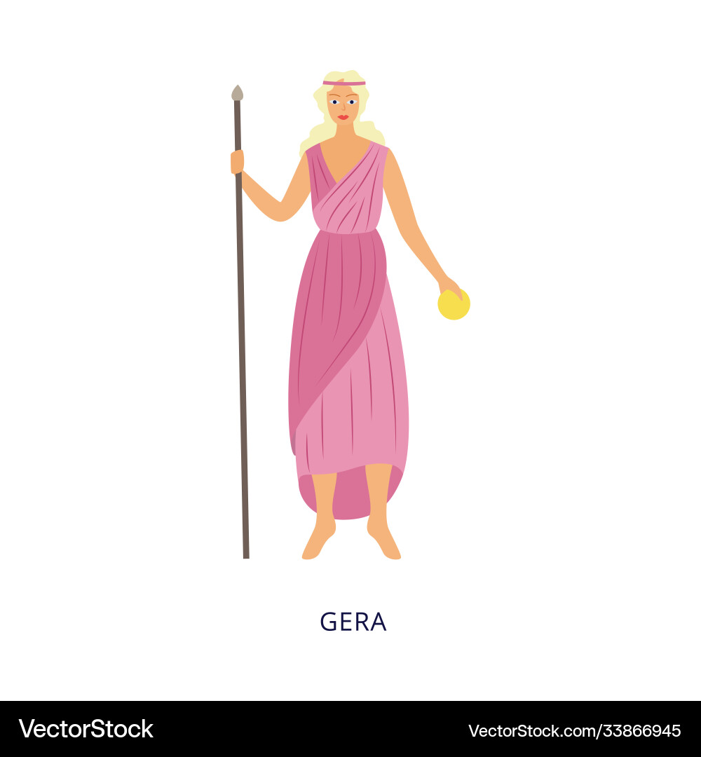 Gera or hera greek roman goddess flat Royalty Free Vector