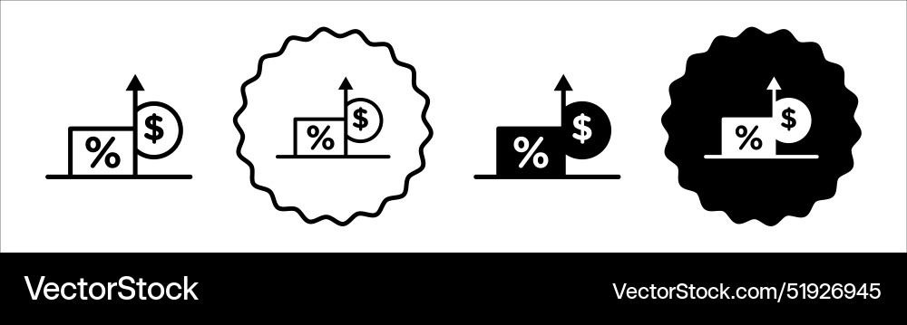 Increase rate icon symbol set collection Vector Image