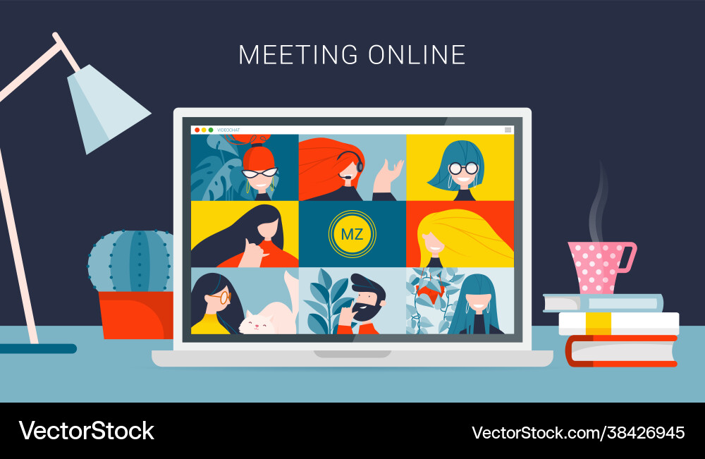 Online Meeting & Collaboration Royalty Free Vector Image