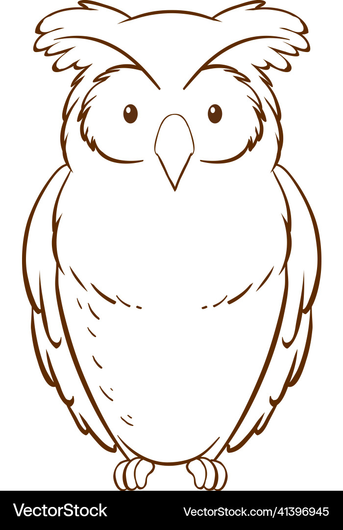 Owl in doodle simple style on white background Vector Image