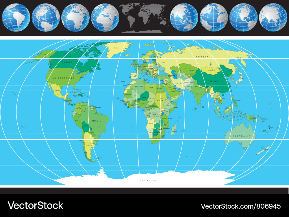 World map Royalty Free Vector Image - VectorStock