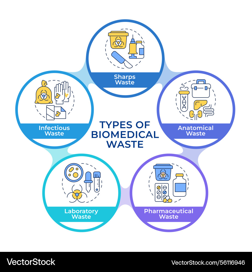 Biomedical waste management infographic circles Vector Image