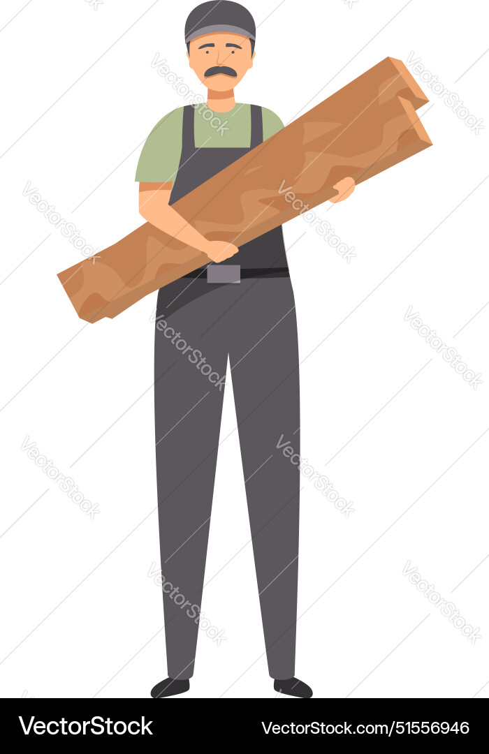 Construction worker is holding a large wooden Vector Image