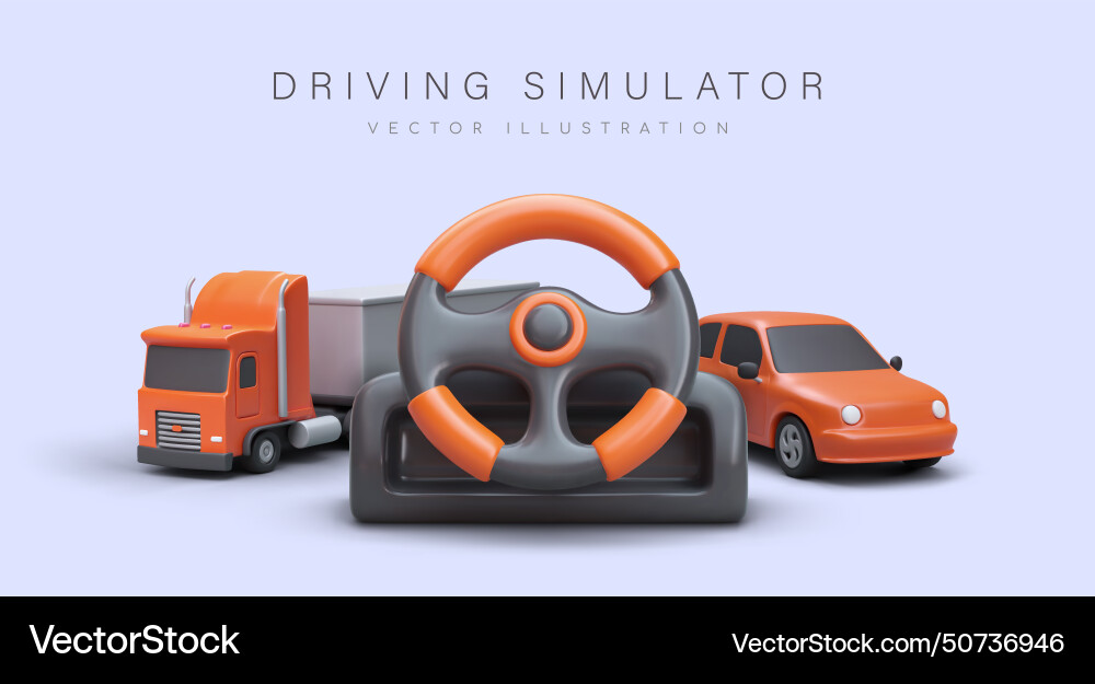 Driving simulation game computer steering wheel Vector Image