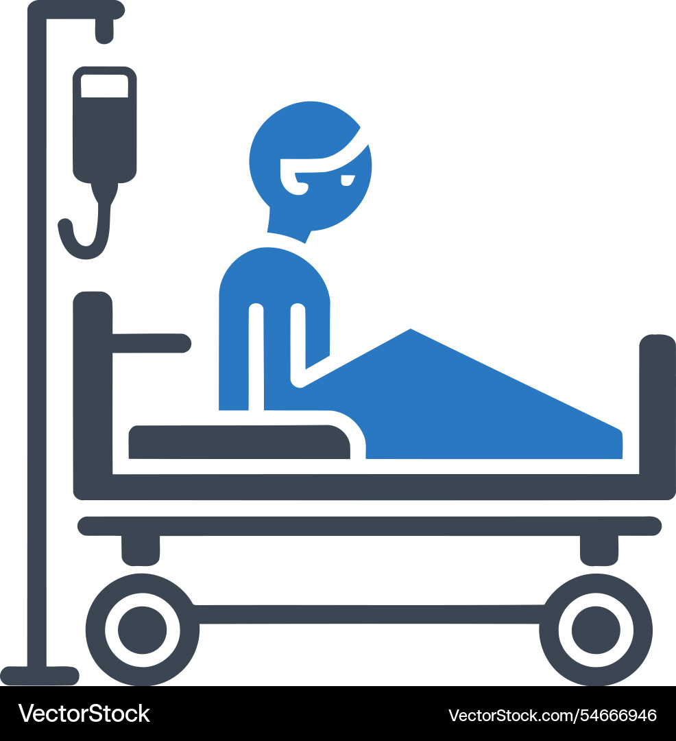 Patient resting on hospital bed icon Royalty Free Vector