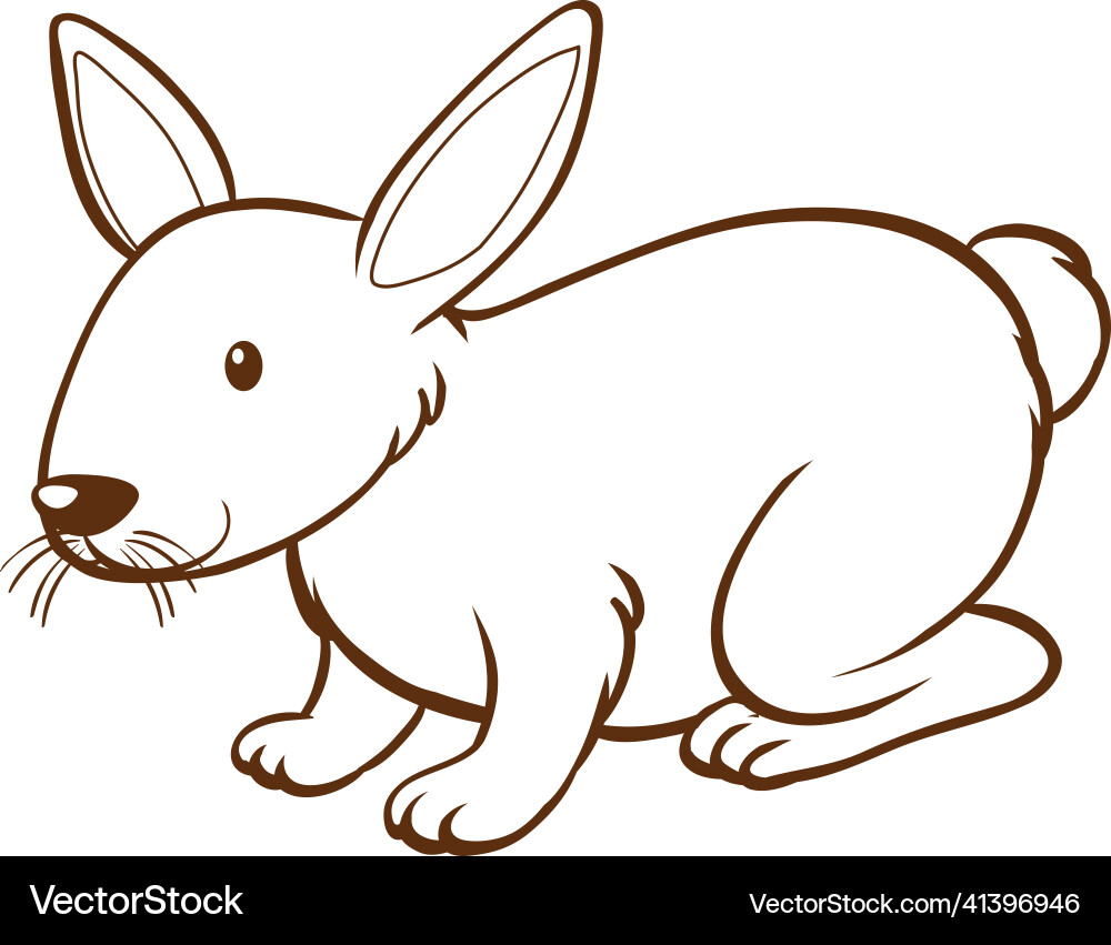 Rabbit in doodle simple style on white background Vector Image