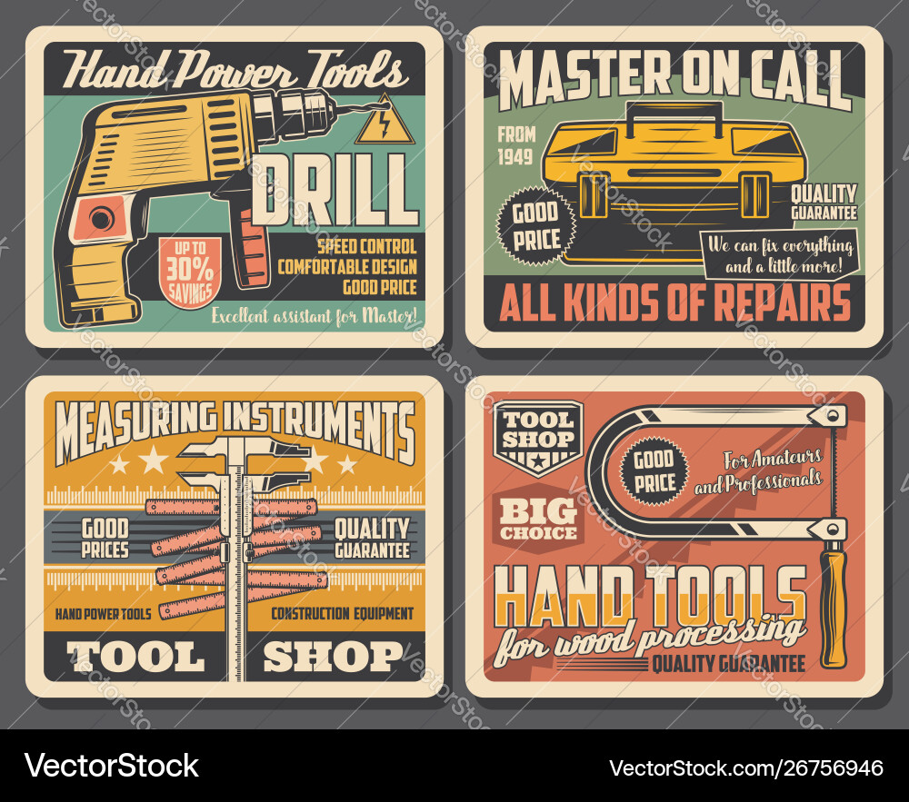 Repair and construction work hand tools shop Vector Image