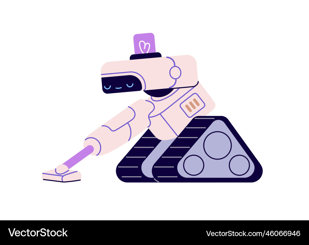 Robot with vacuum cleaner cute machine bot Vector Image