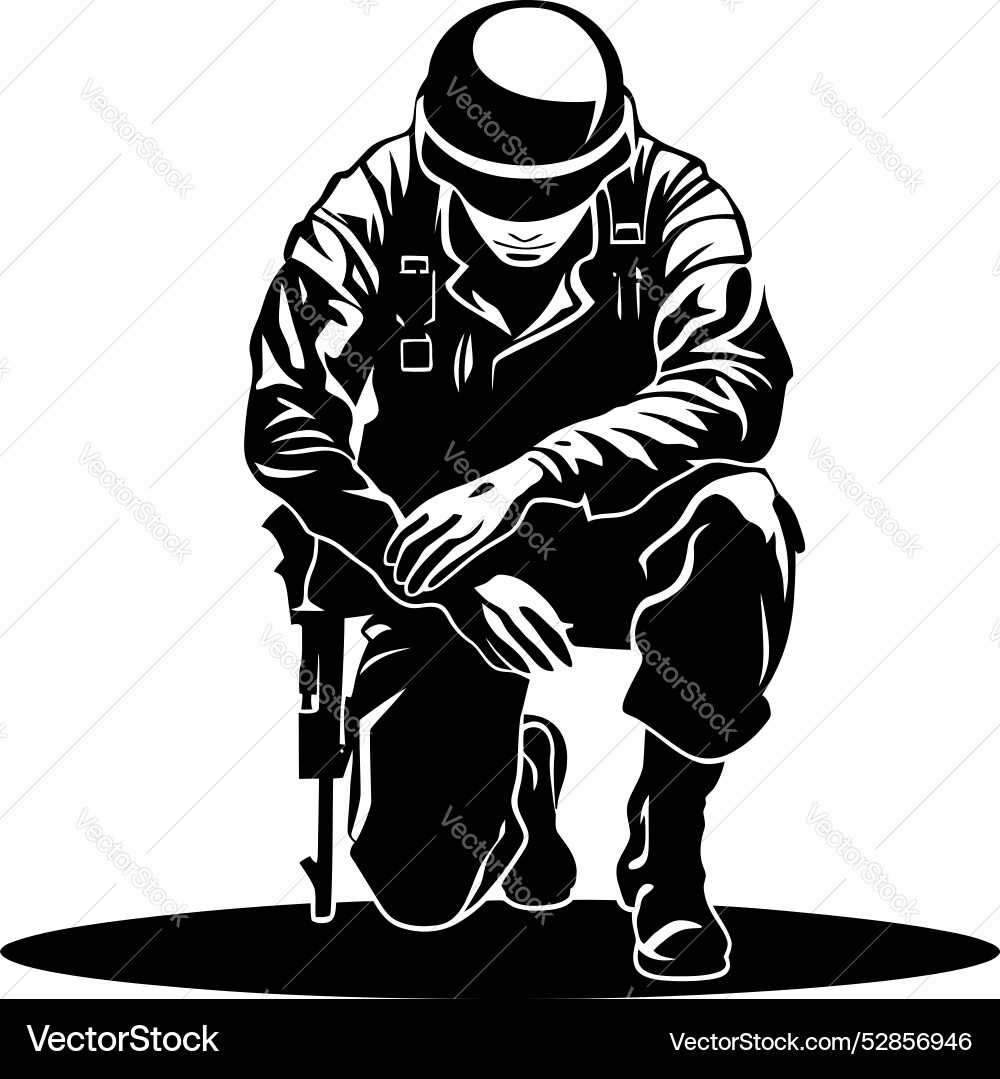 Sentinel tribute kneeling warrior logo courageous Vector Image