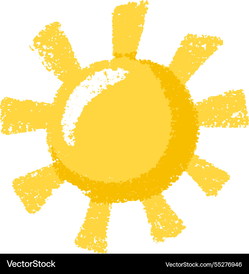 Sun crayon chalk hand drawn Royalty Free Vector Image