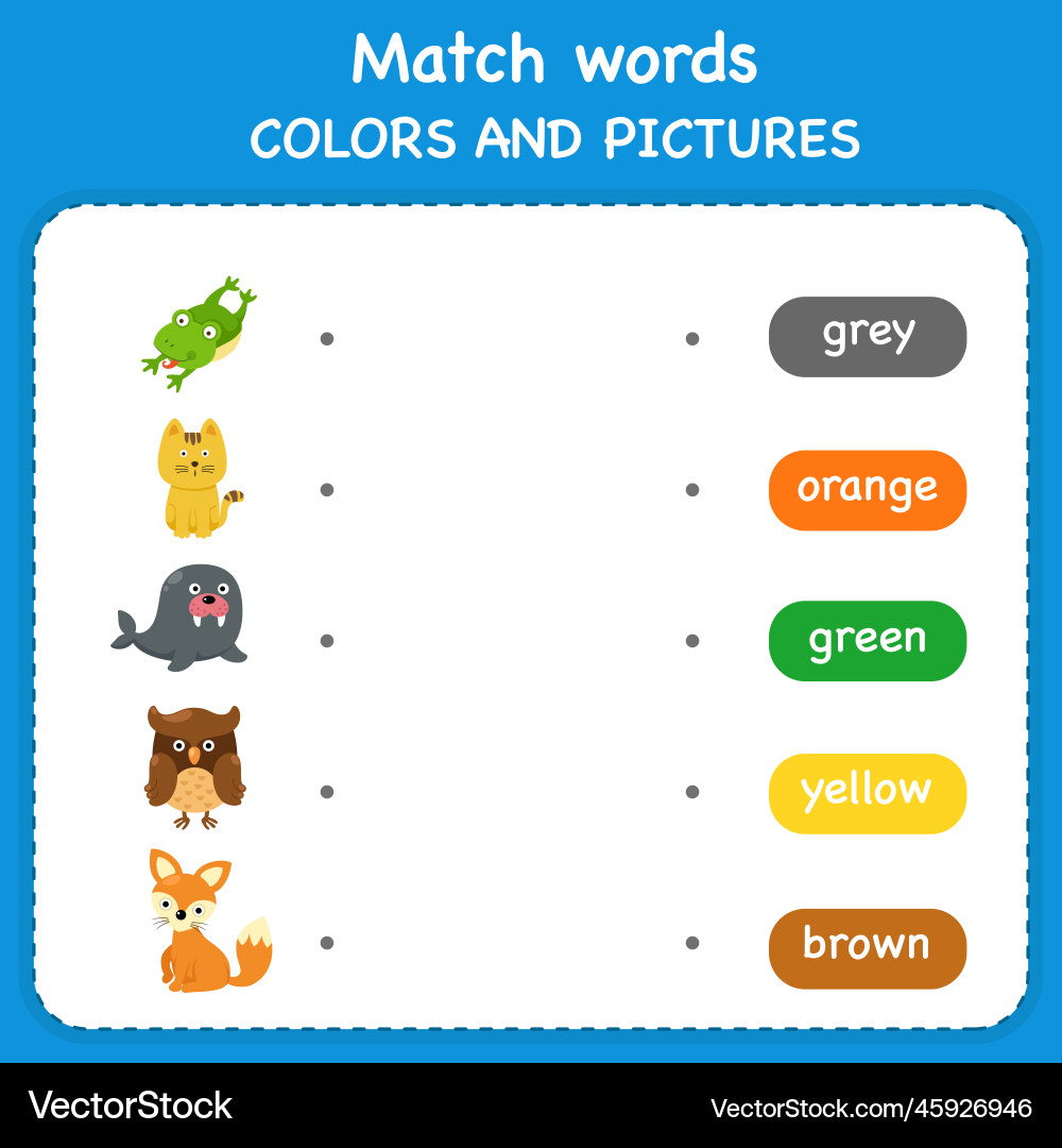 Trace and match words with pictures educational Vector Image