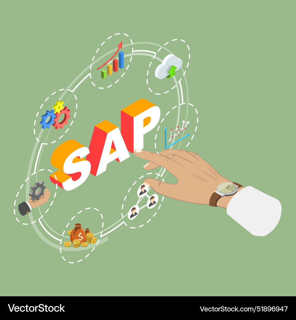3d isometric flat of sap Royalty Free Vector Image