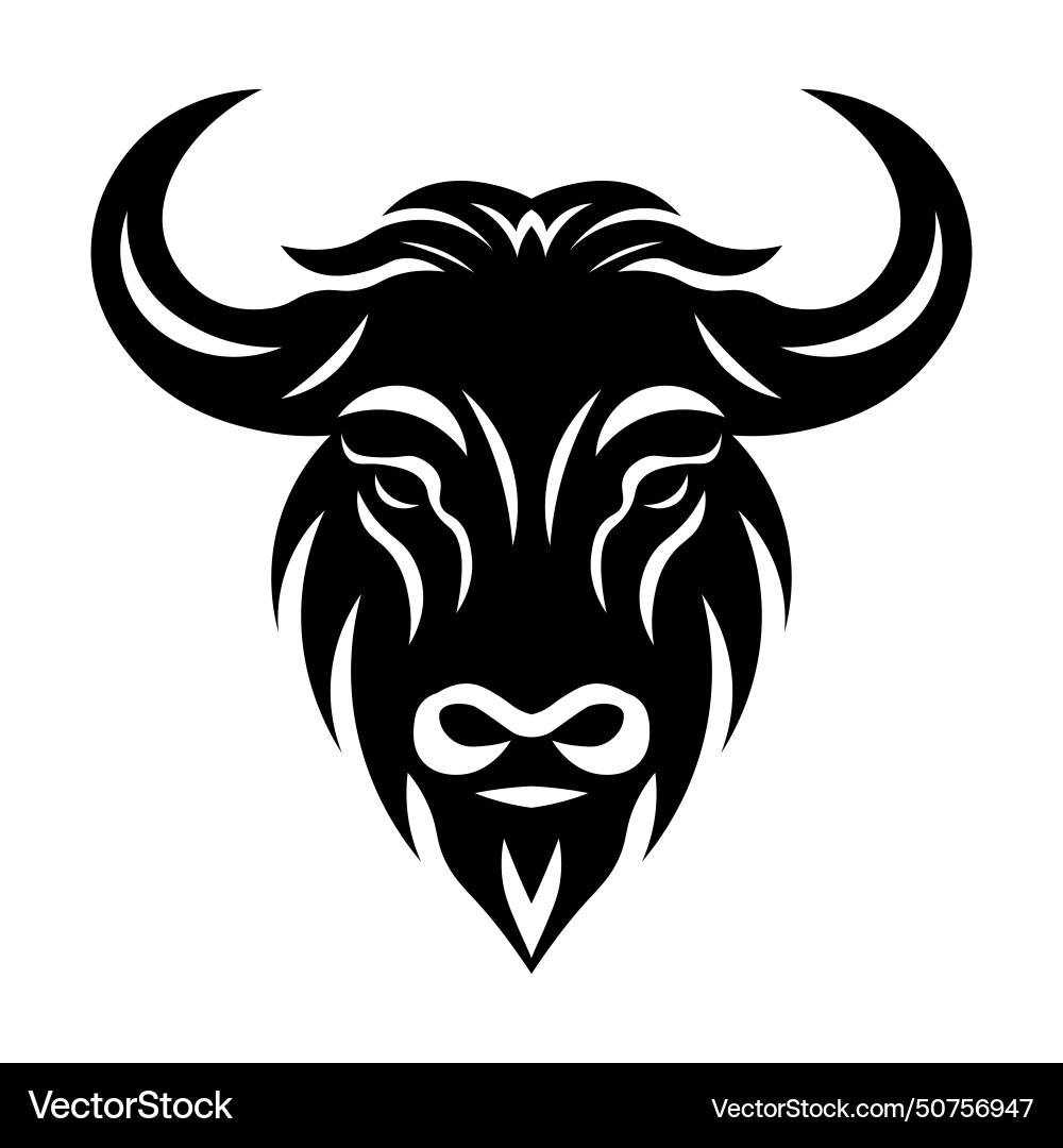 Black yak head icon on white background Royalty Free Vector