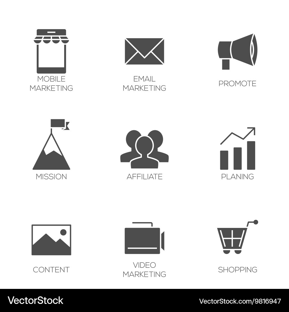 Business marketing icons Royalty Free Vector Image