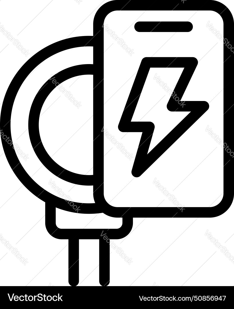 Cordless charger icon outline wireless Royalty Free Vector