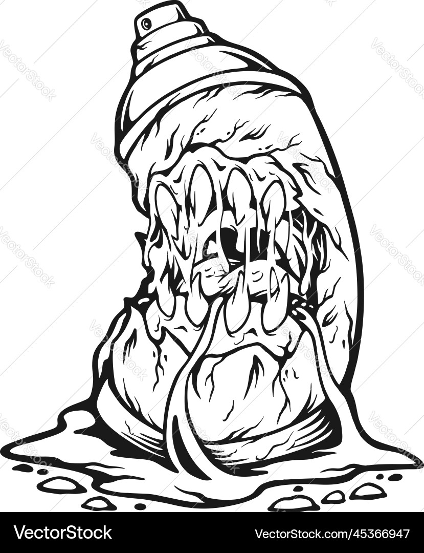 Creeps melting monster spray cans silhouette Vector Image
