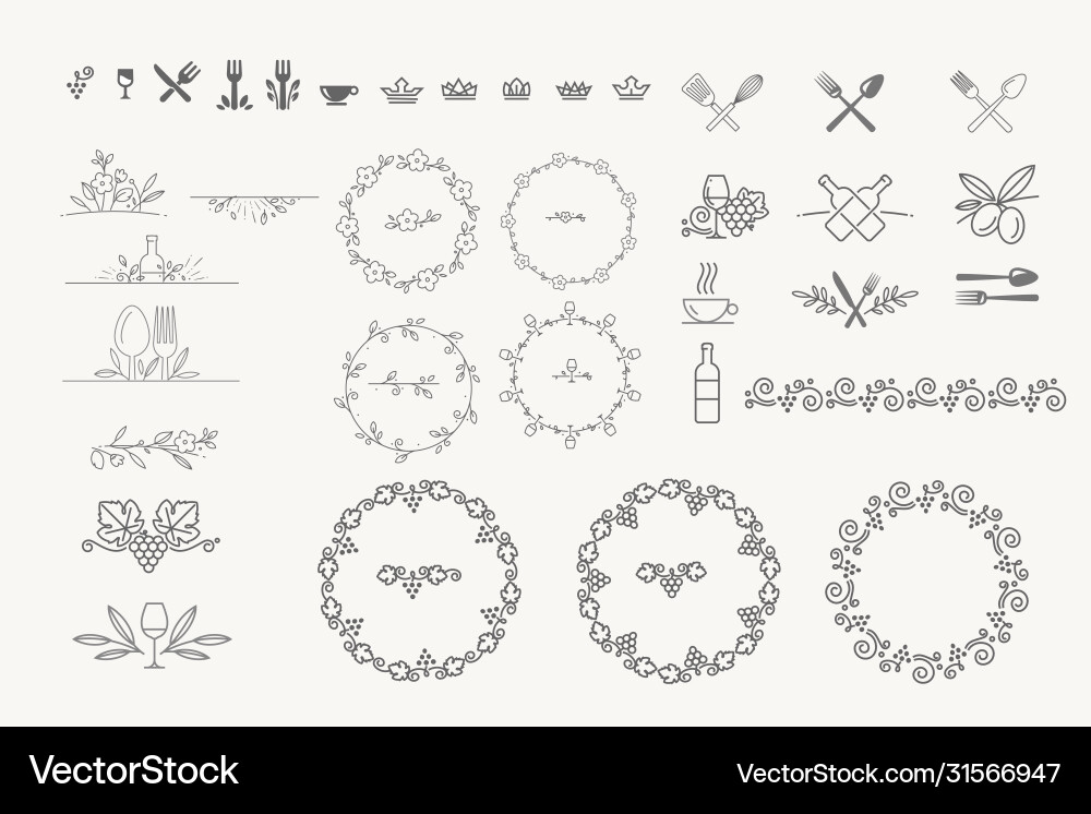 Food & Drink Elements Set Royalty Free Vector Image