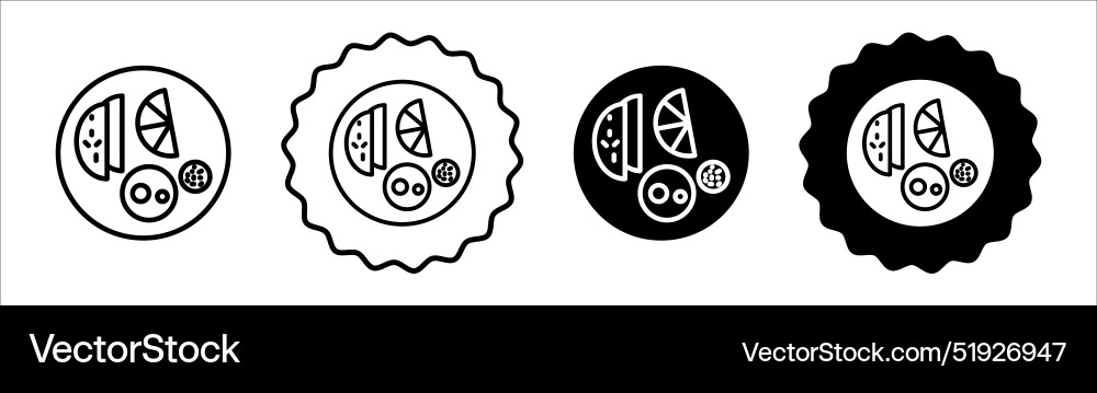 Indian thali icon symbol set collection Royalty Free Vector