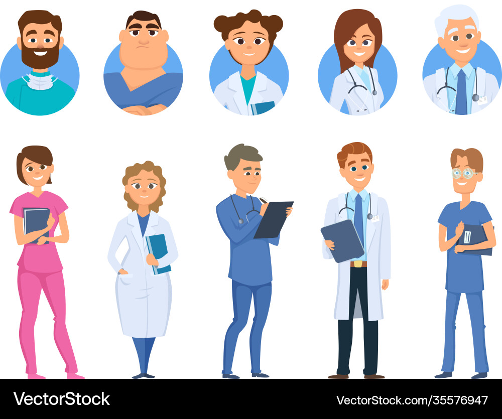 Medical Staff Avatars - Doctors & Nurses Vector Image