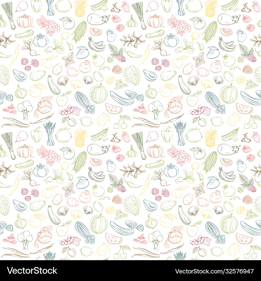 Organic Farm Fresh Fruits & Vegetables Pattern