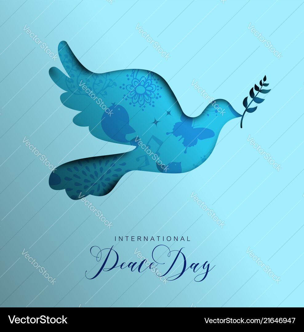 Paper Cut Dove Peace Card Royalty Free Vector Image