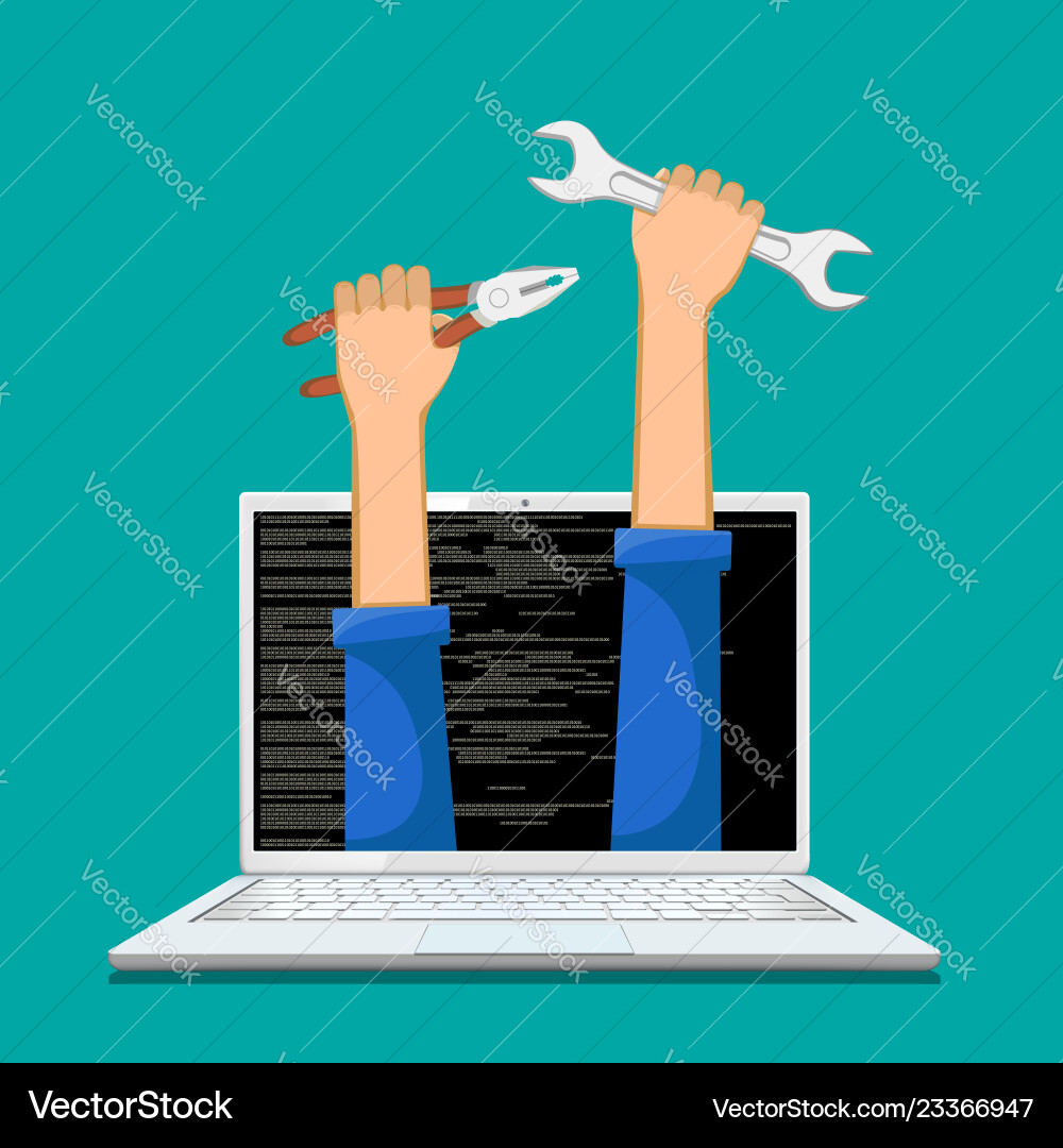 Repair service and maintenance of computers Vector Image