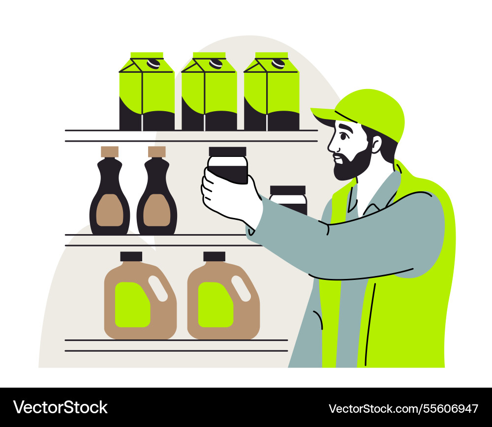 Worker with dairy products Royalty Free Vector Image
