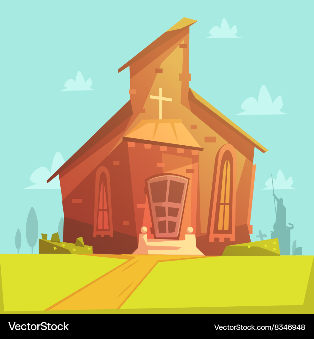 Church cartoon background Royalty Free Vector Image