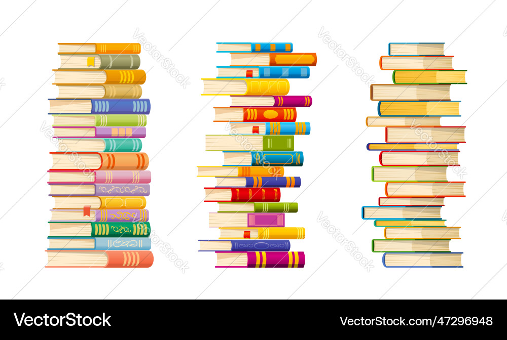High books stacks and piles library bookstore Vector Image