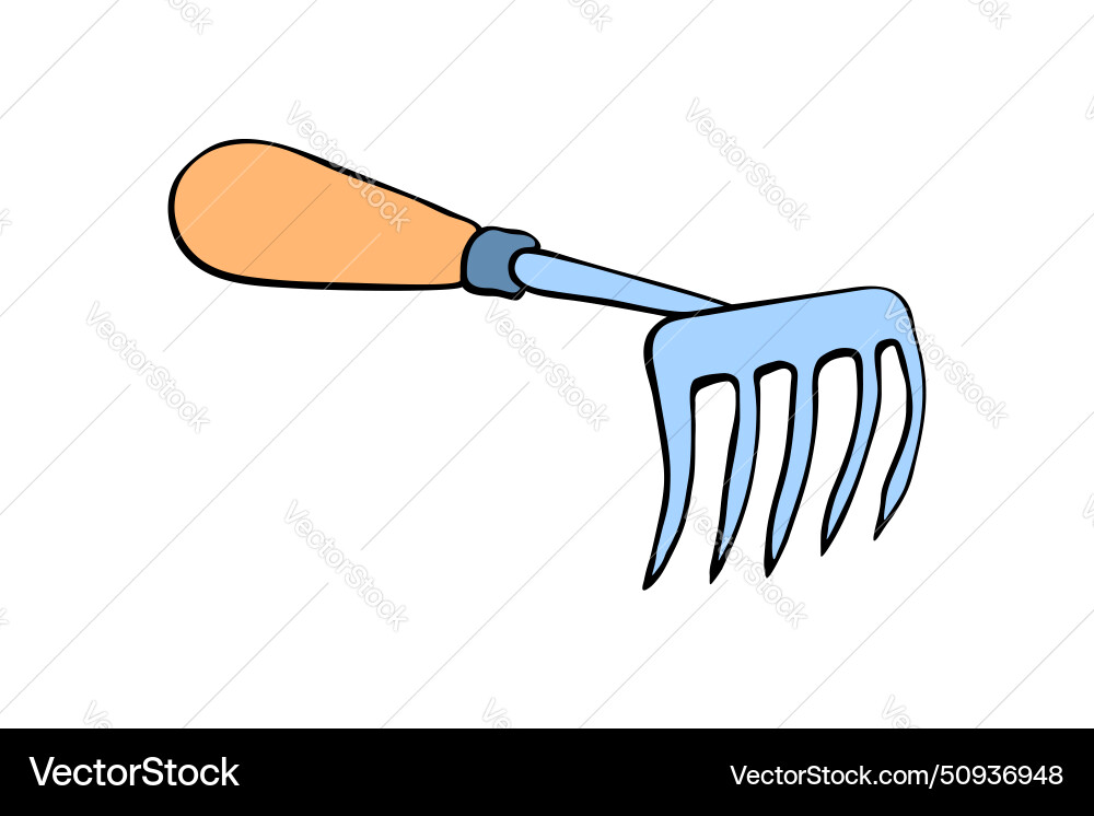 Hoe like small rake gardening equipment Royalty Free Vector