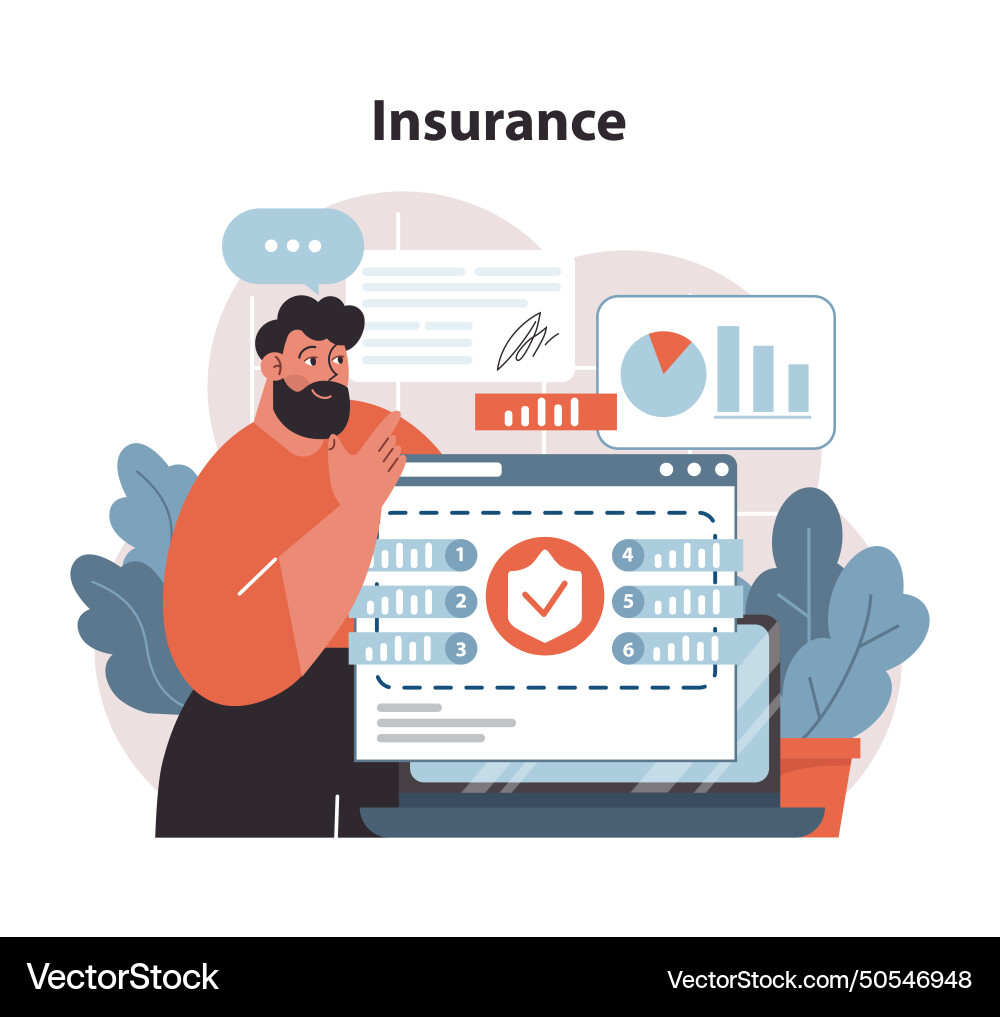 Insurance overview concept analyzing data Vector Image