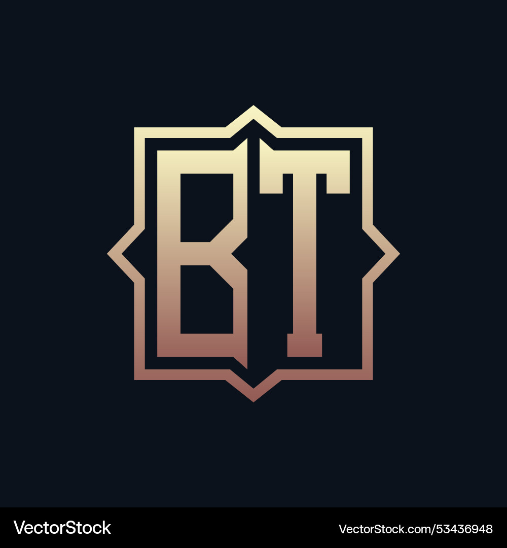 Luxury initial bt monogram logo design elegant Vector Image
